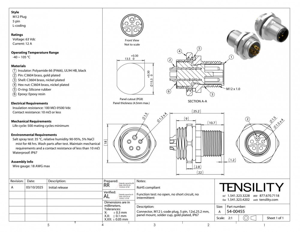 Tensility International 54-00455 product drawing preview