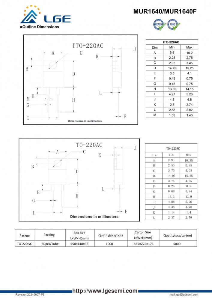 LGE MUR1640 datasheet page 3