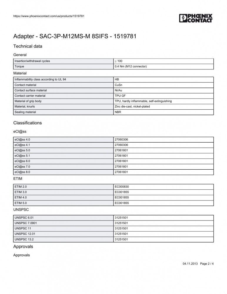 Phoenix Contact 1519781 technical document page 2