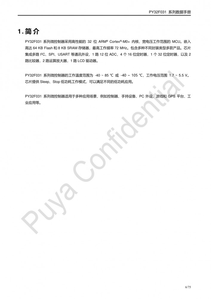 PY32F031 datasheet page 6