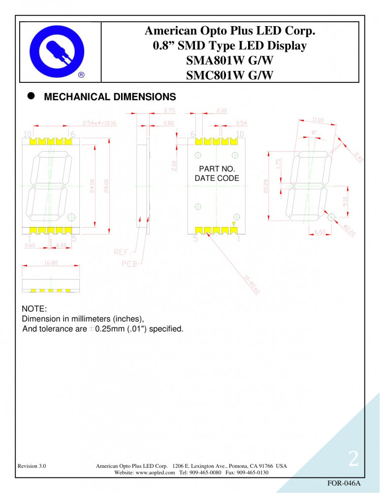 SMA801W datasheet page 2