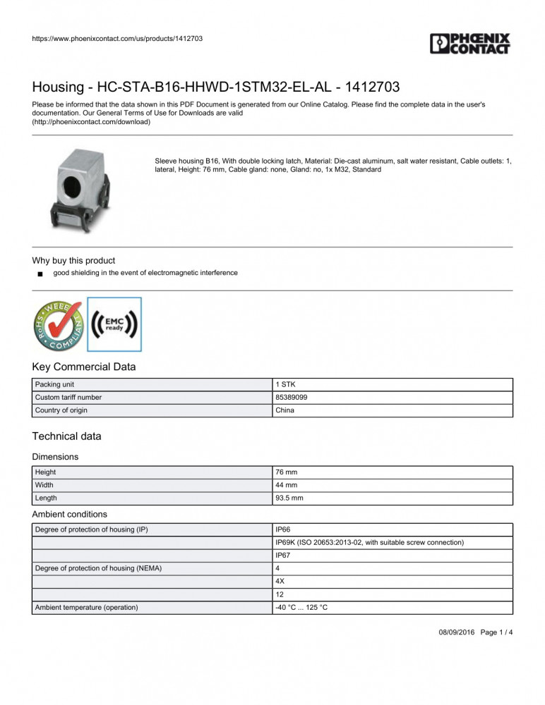 Phoenix Contact 1412703 technical document page 1