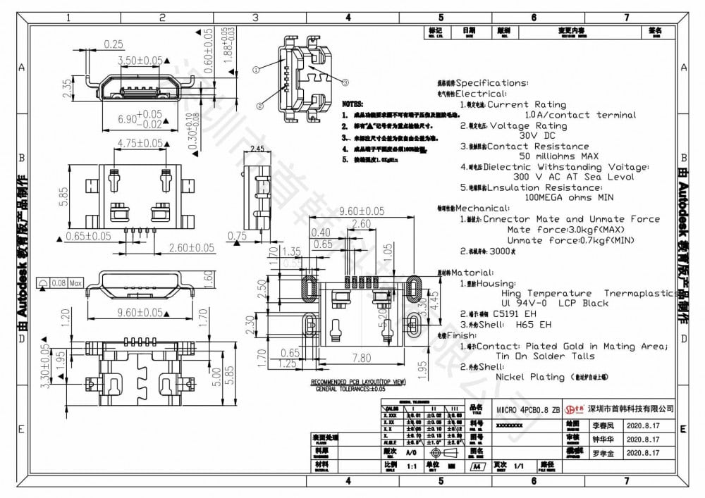 MICRO 4PCB0.8 ZB specification page 1