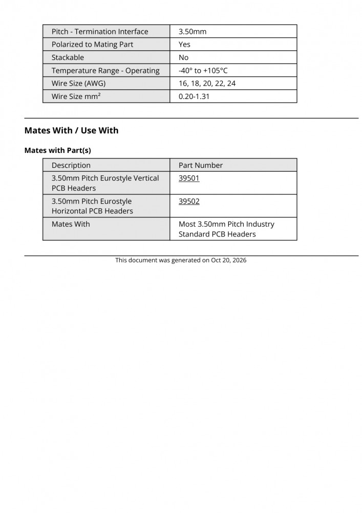 Product document page 3 for MOLEX 395038012