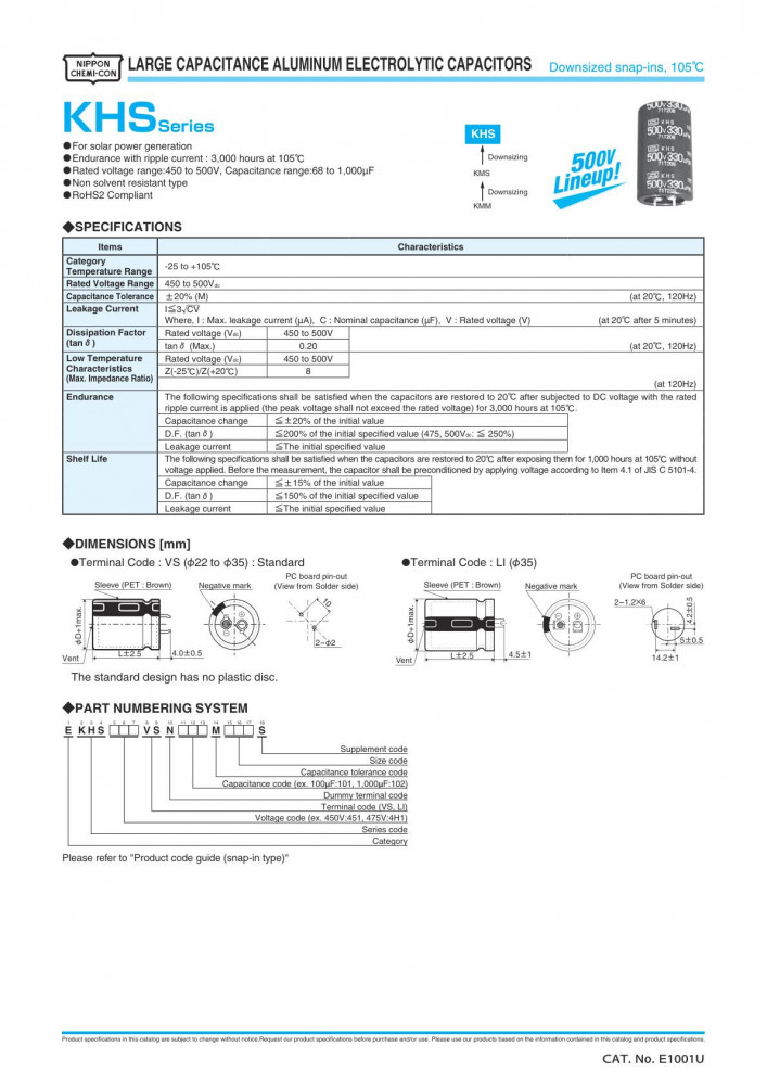 NCC KHS series product document page 1