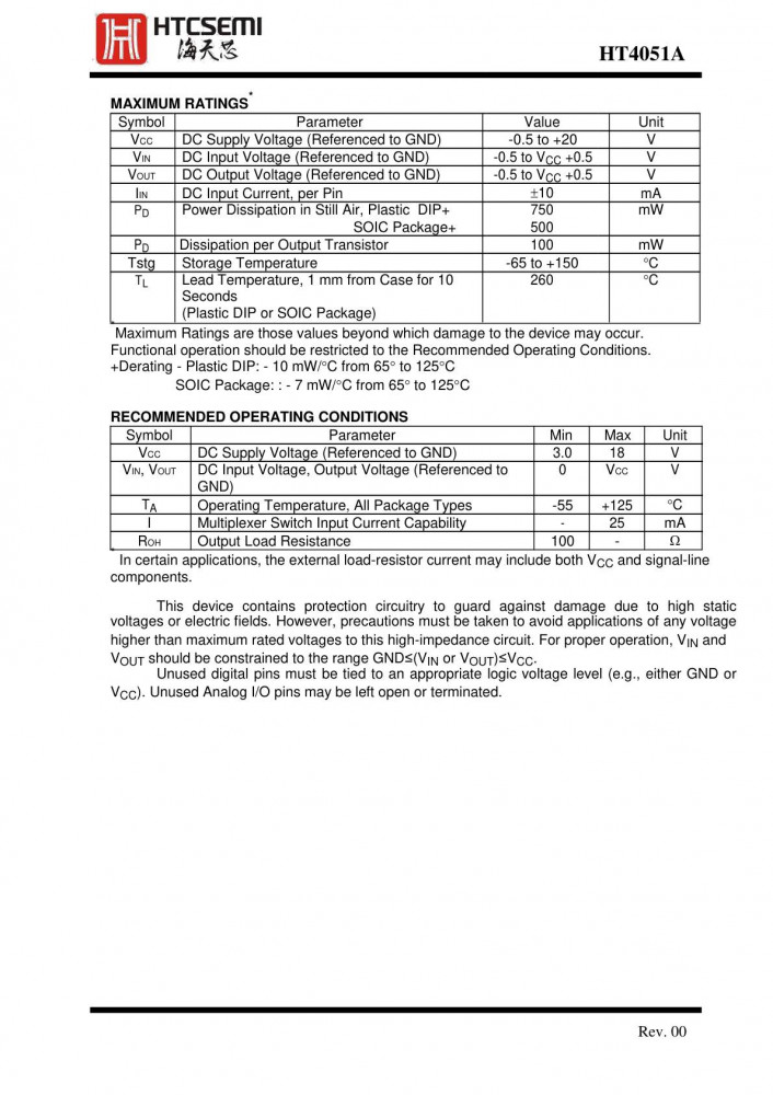 HT4051ARZ datasheet page 2