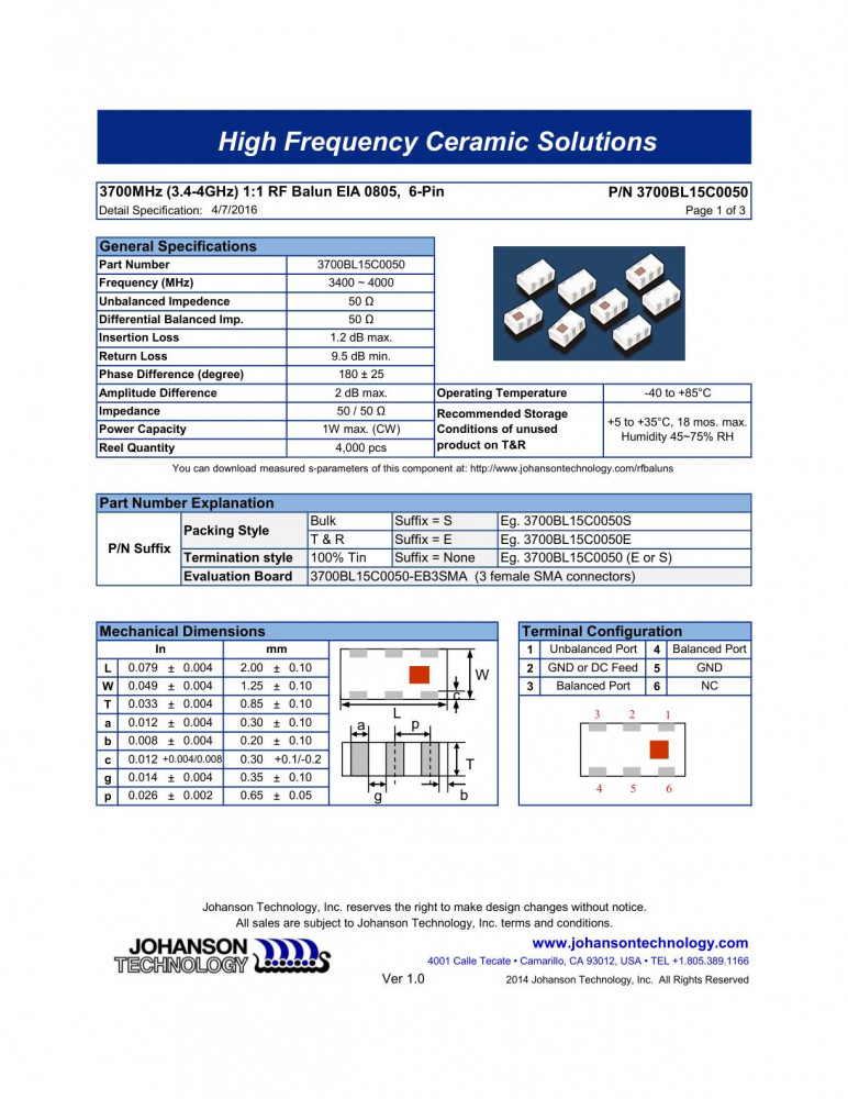3700BL15C0050E datasheet page 1