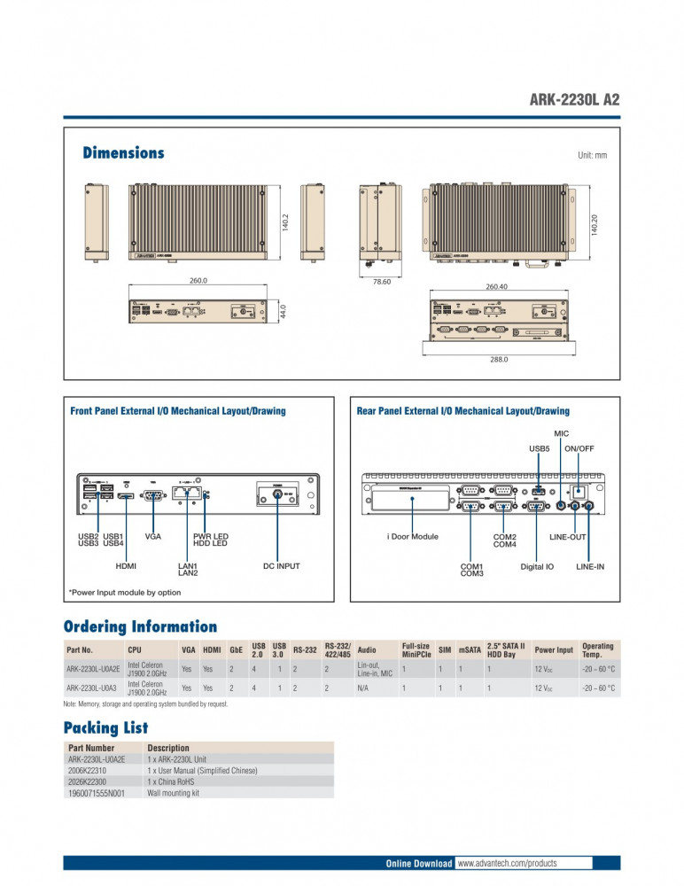 ARK-2230L technical document page 2