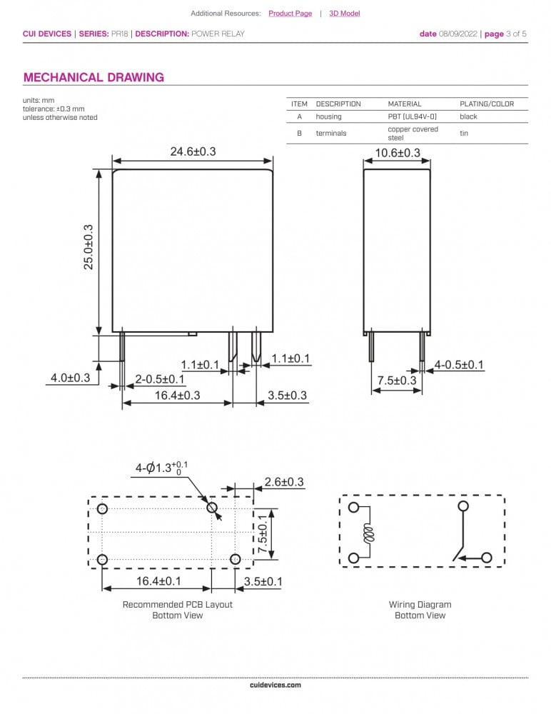 PR18 datasheet page 3