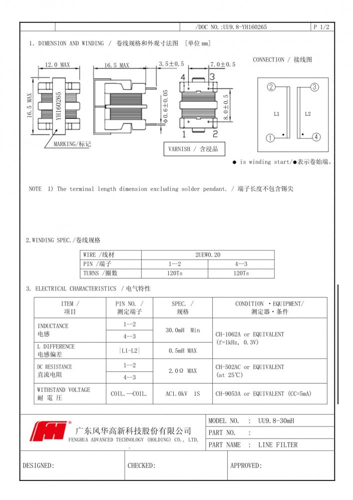 FH UU9.8-30mH approval document page 2