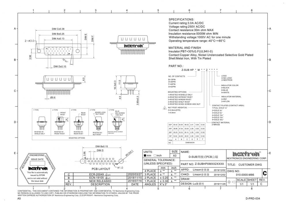 Nextron SUB-HPFM-5021-002 technical drawing