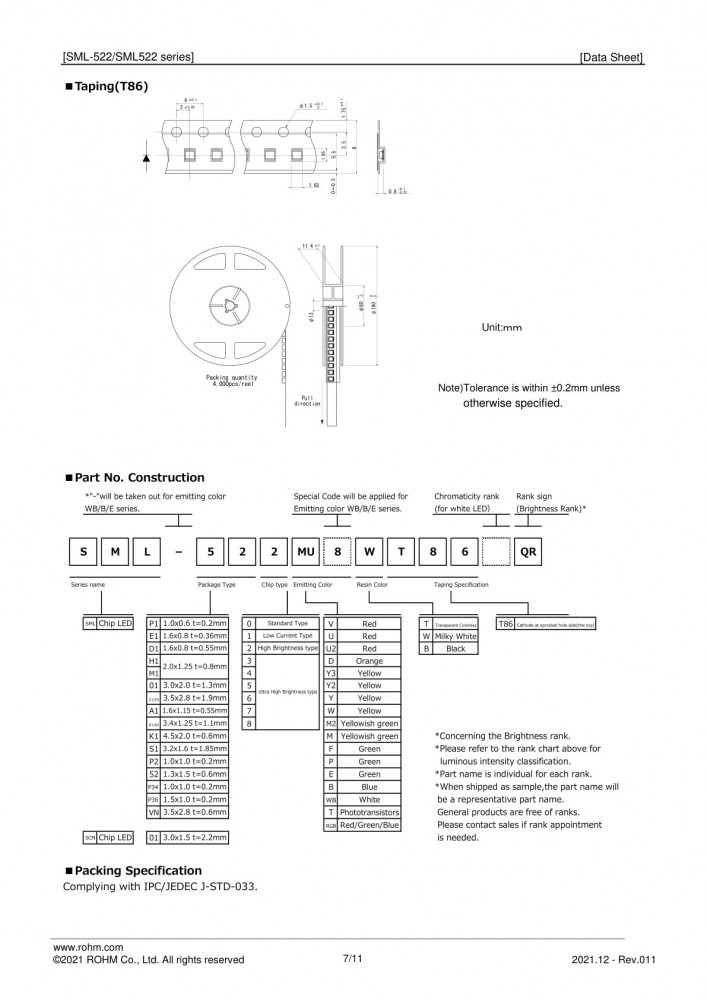 SML-522MU8WT86 datasheet page 7