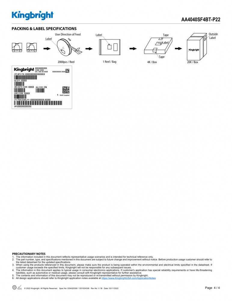 AA4040SF4BT-P22 datasheet page 4