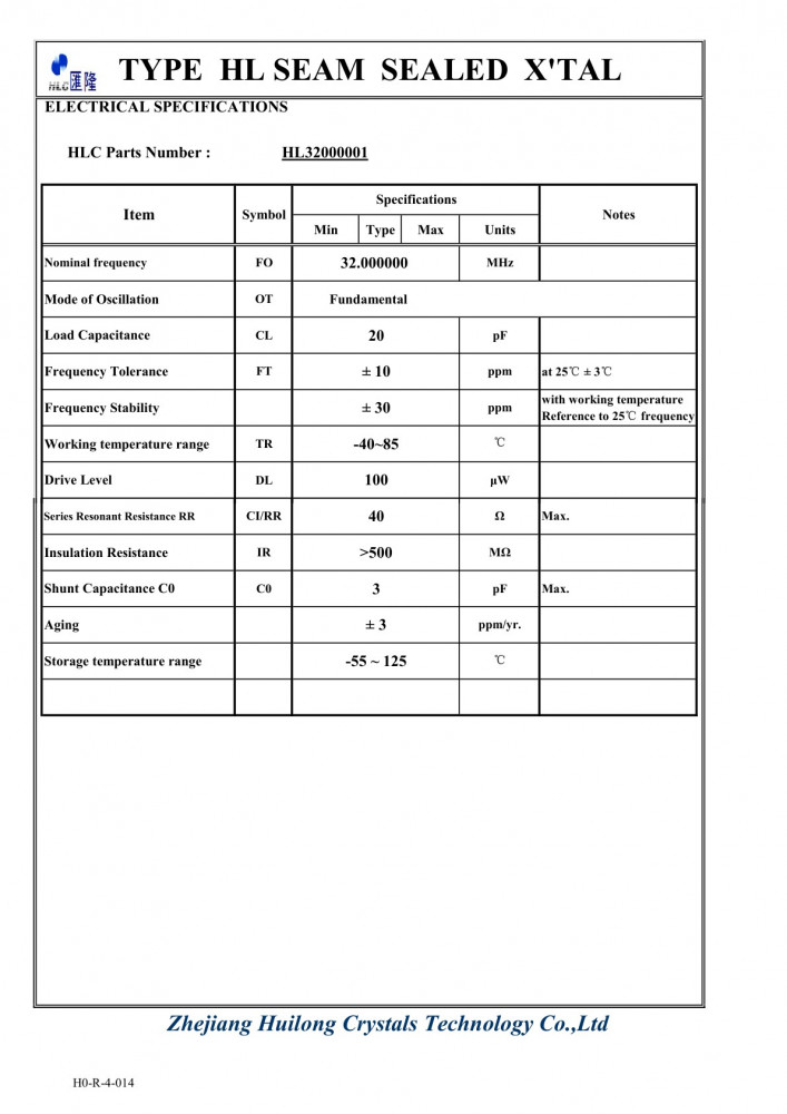 HL32000001 specification page 2