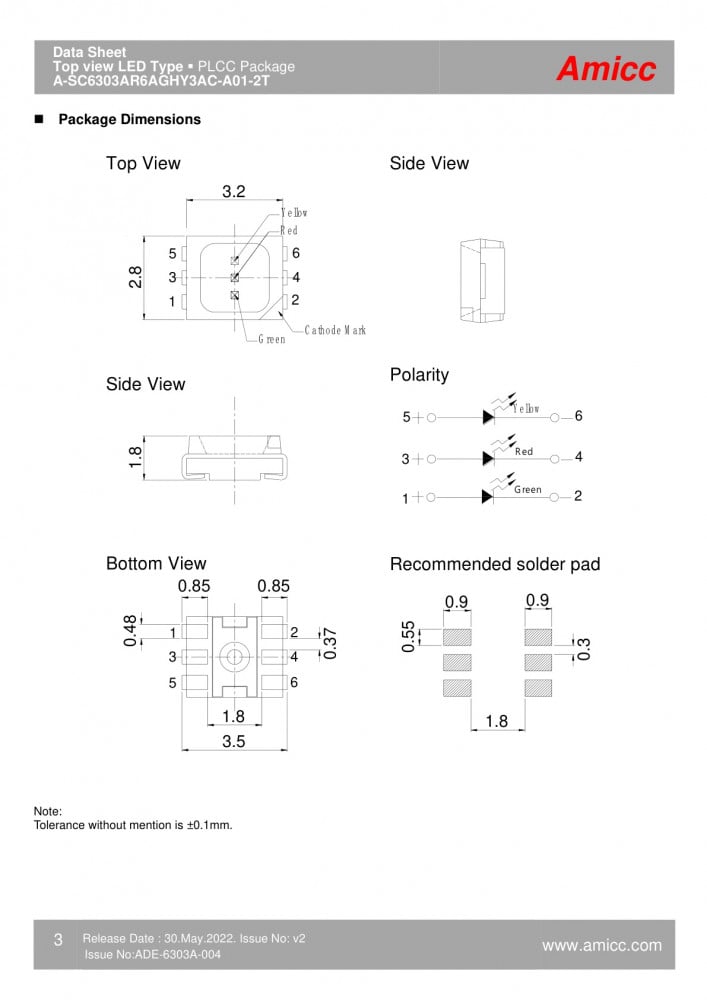 Package dimensions page 3