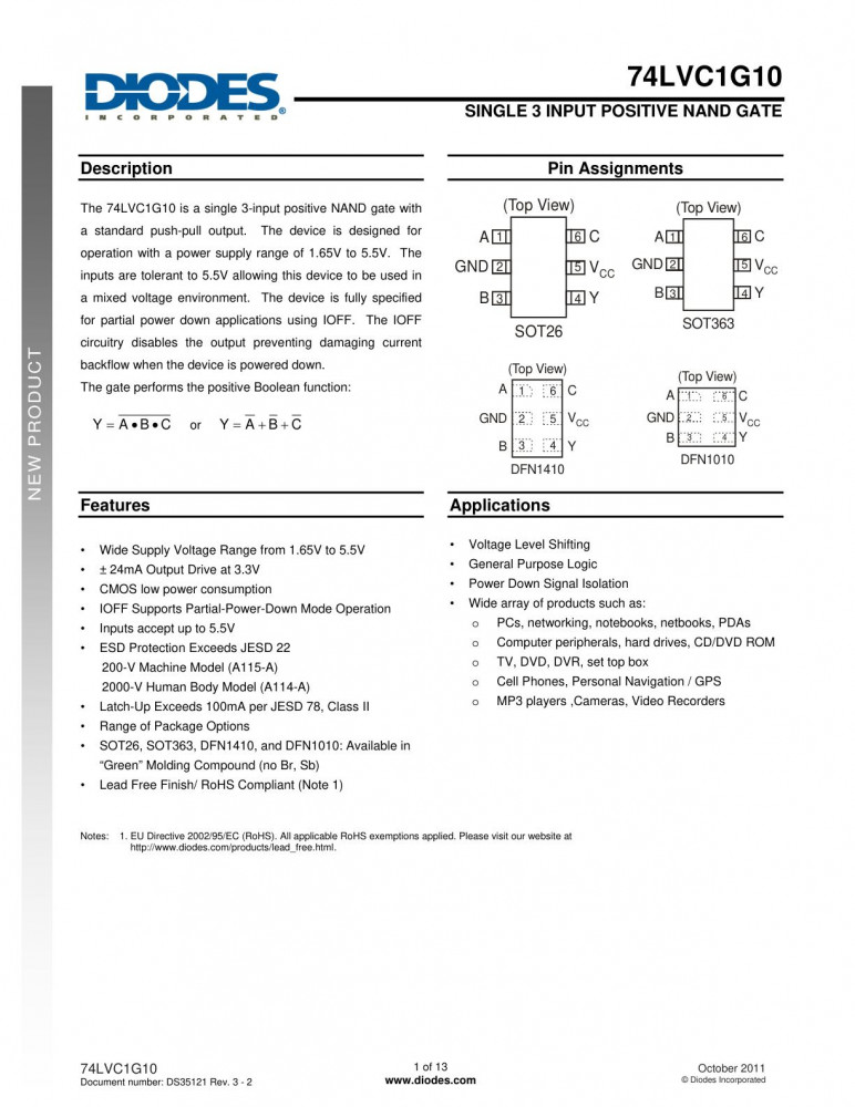 Datasheet page 1