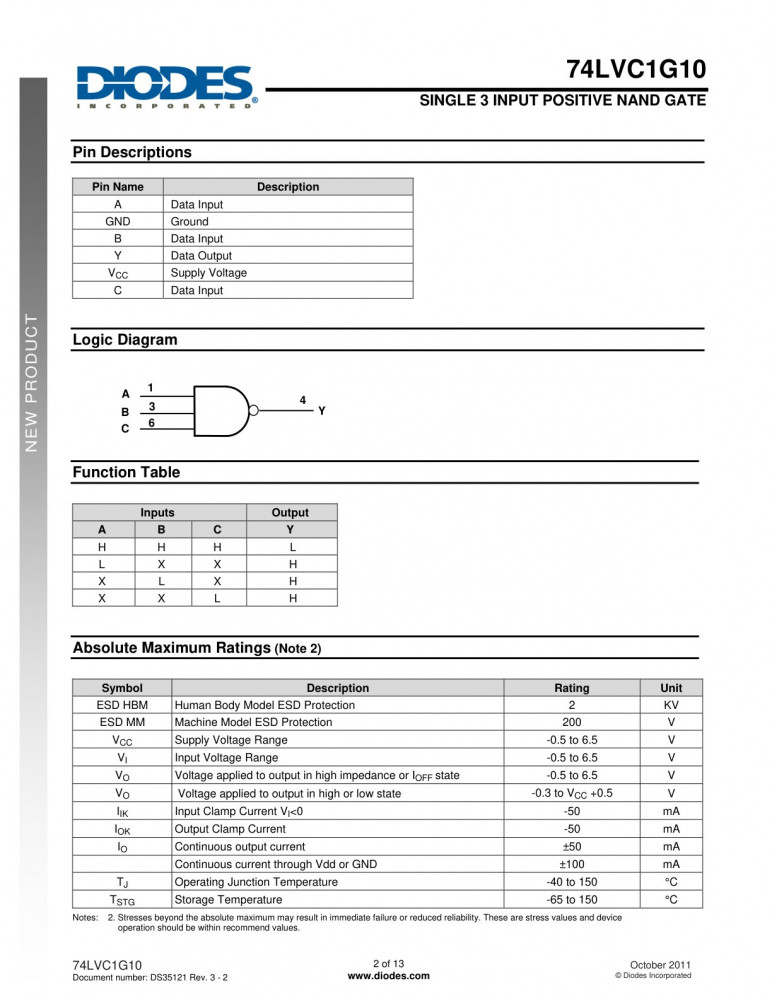 Datasheet page 2