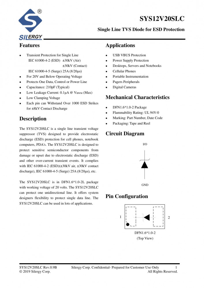 SYS12V20SLC datasheet page 1