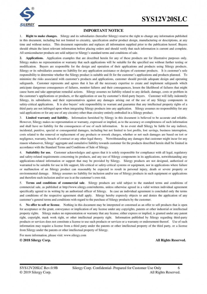 SYS12V20SLC datasheet page 6