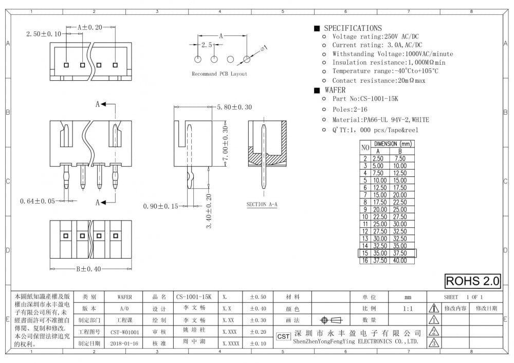 CST CS-1001-15K technical drawing page