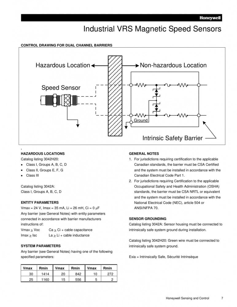 Honeywell VRS sensor documentation page 7