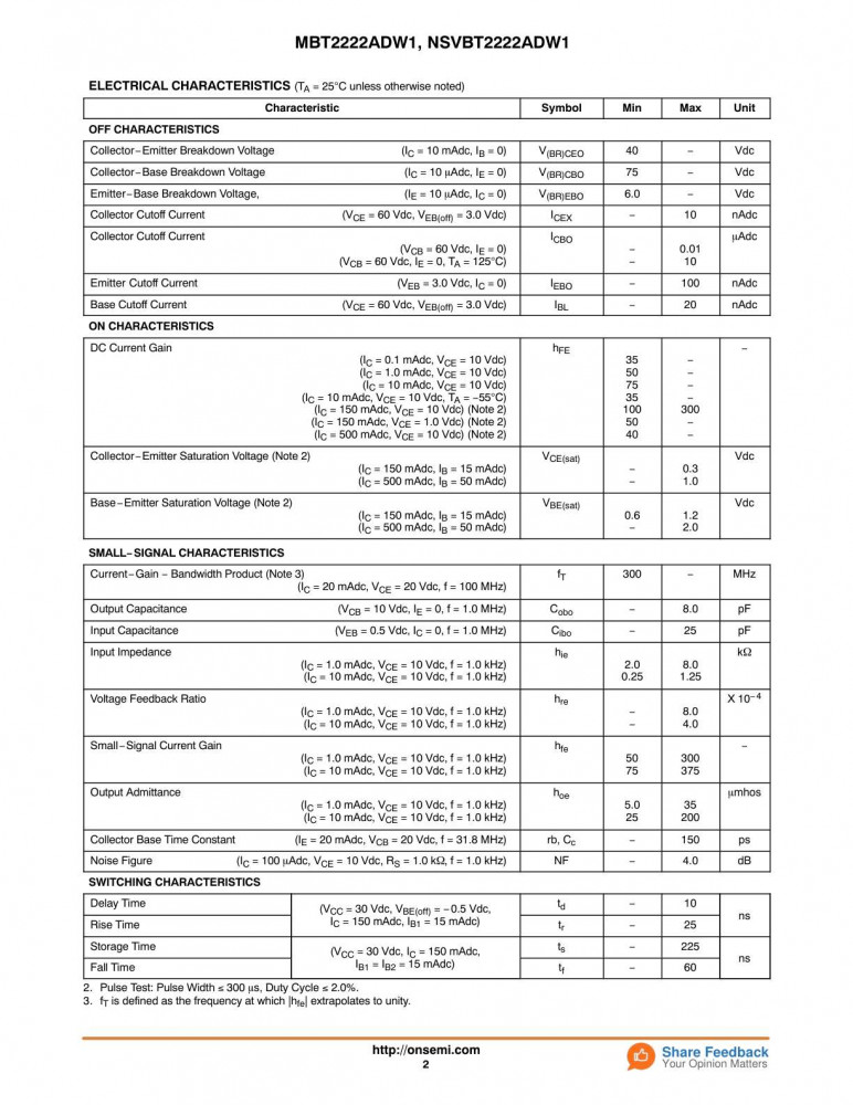 MBT2222ADW1T1G document page 2