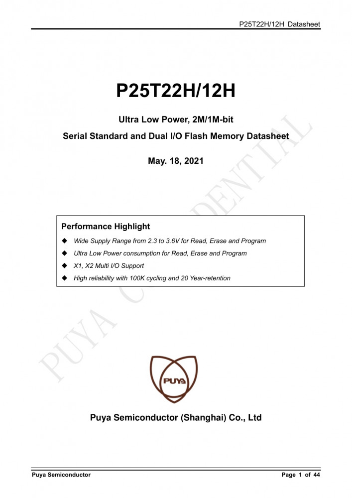 P25T22H datasheet page 1