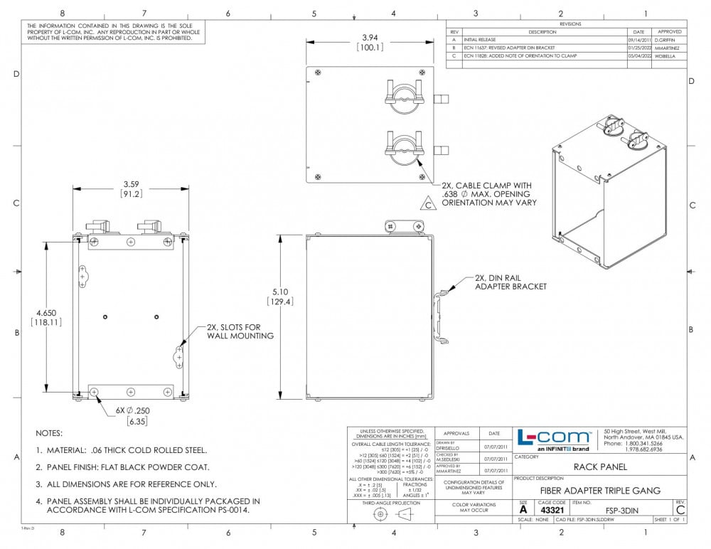 L-com FSP-3DIN product drawing preview