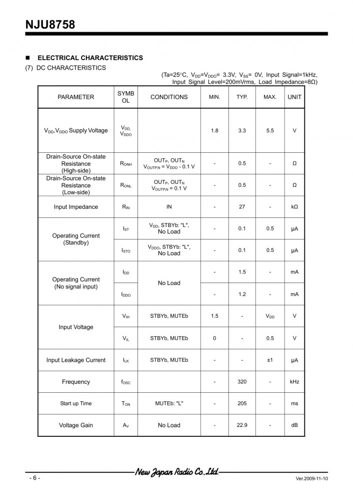NJU8758 datasheet page 6