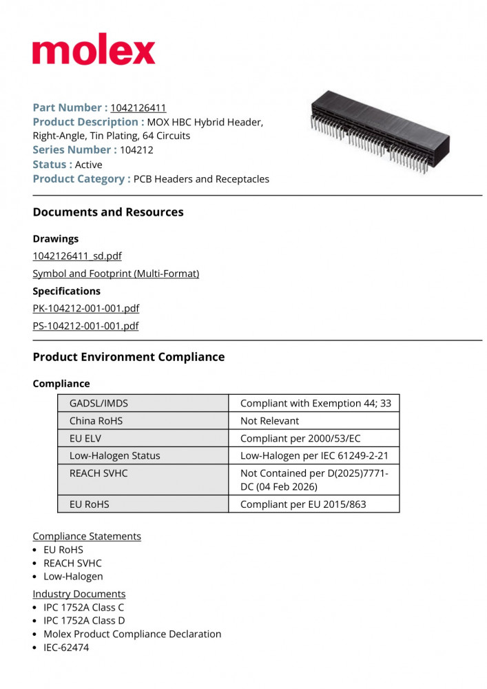 Product specification page 1