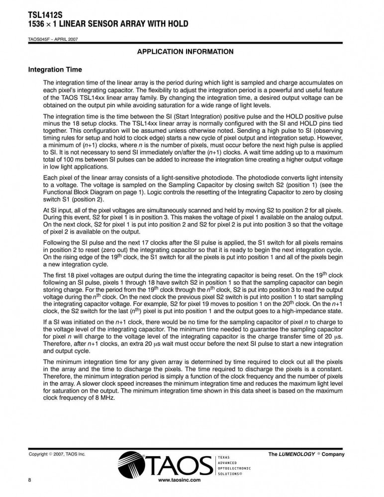 TSL1412S datasheet page 8