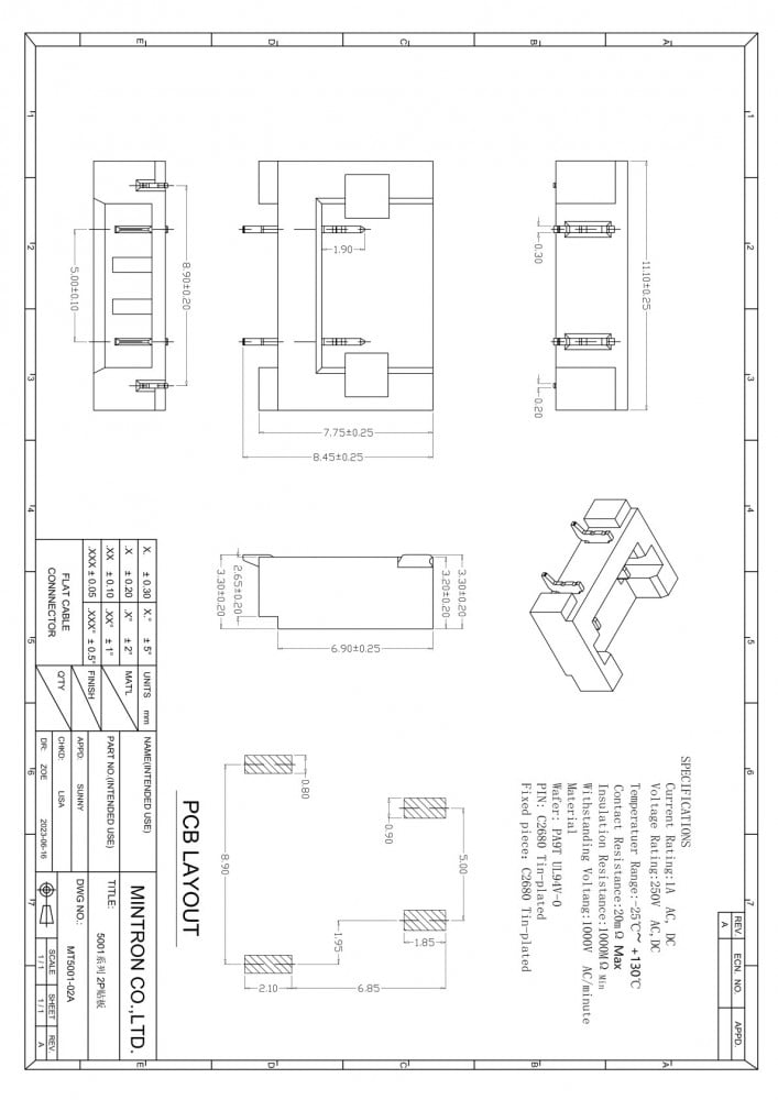 MT5001-02A technical document page