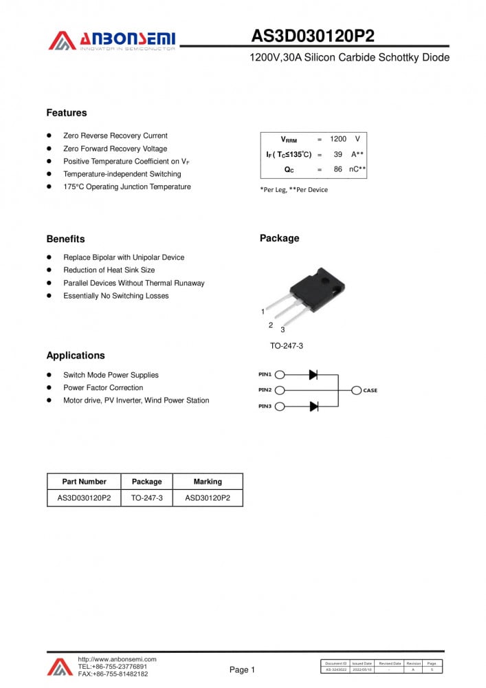 AS3D030120P2 datasheet page 1