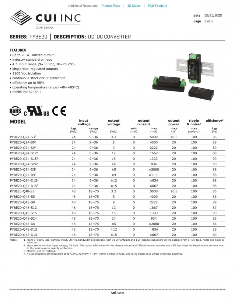 PYBE20 series datasheet page 1