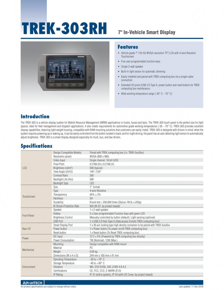 TREK-303R-HA0E product datasheet page 1
