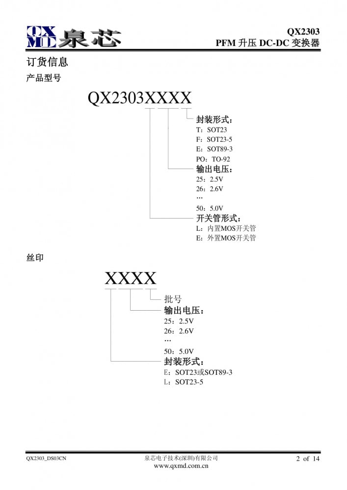 QX2303 datasheet page 2