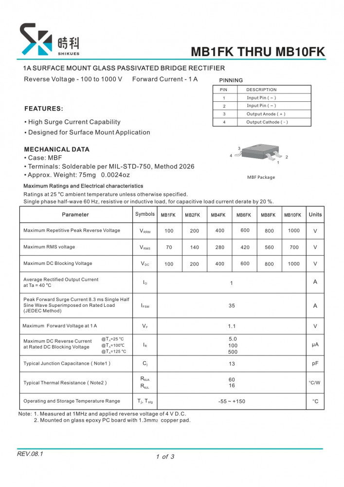 MB10FK datasheet page 1