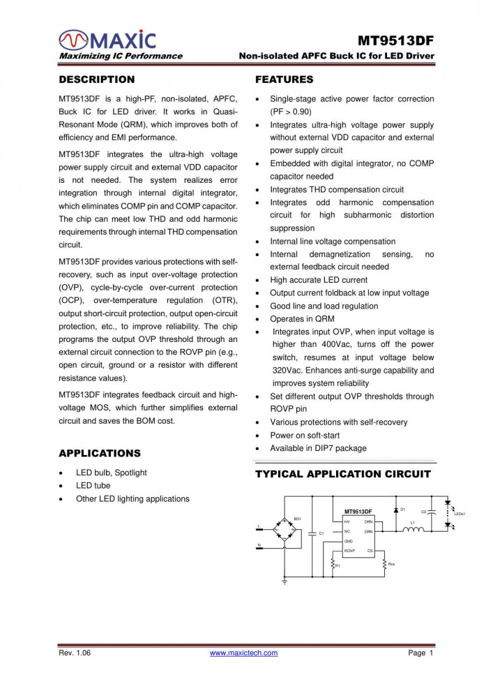 MT9513DF technical document preview