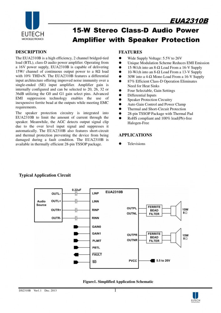 EUA2310B datasheet page 1