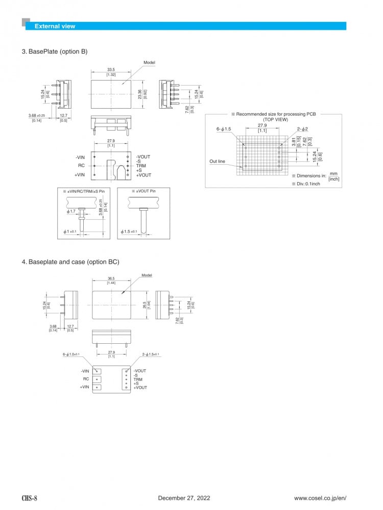 Cosel CHS series datasheet page 8