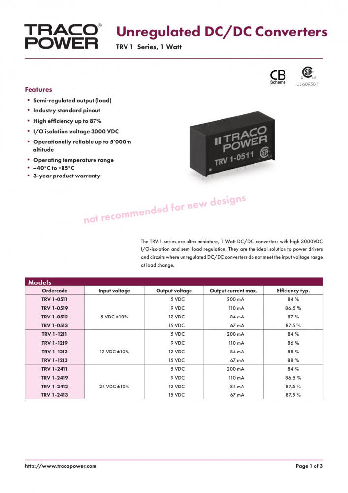 TRV 1-0513 datasheet page 1