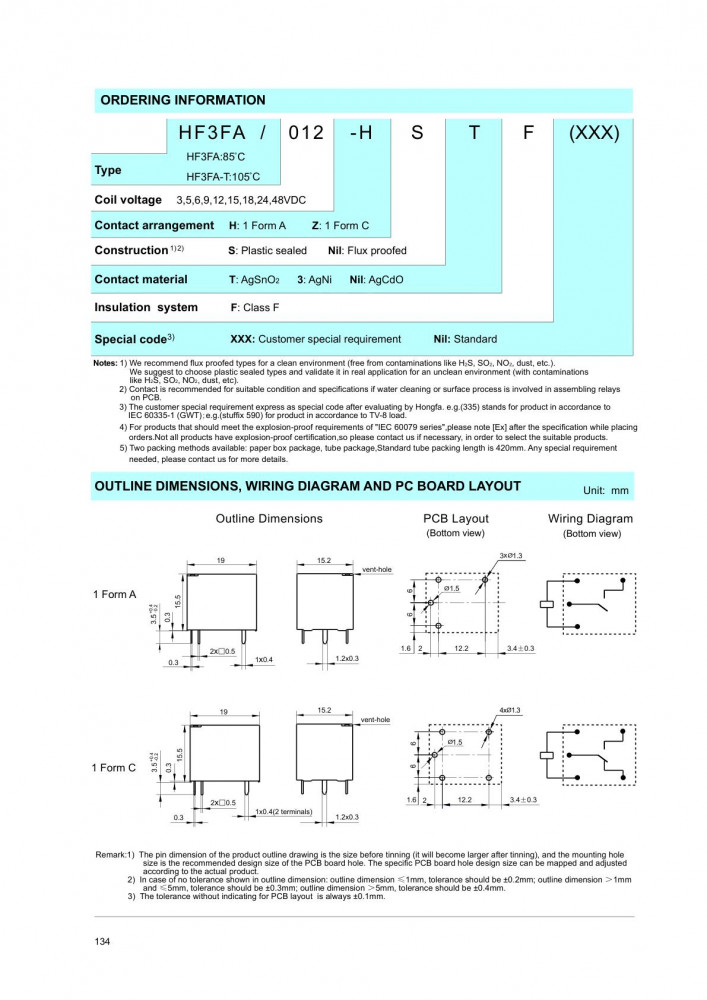 HONGFA HF3FA relay datasheet page 2