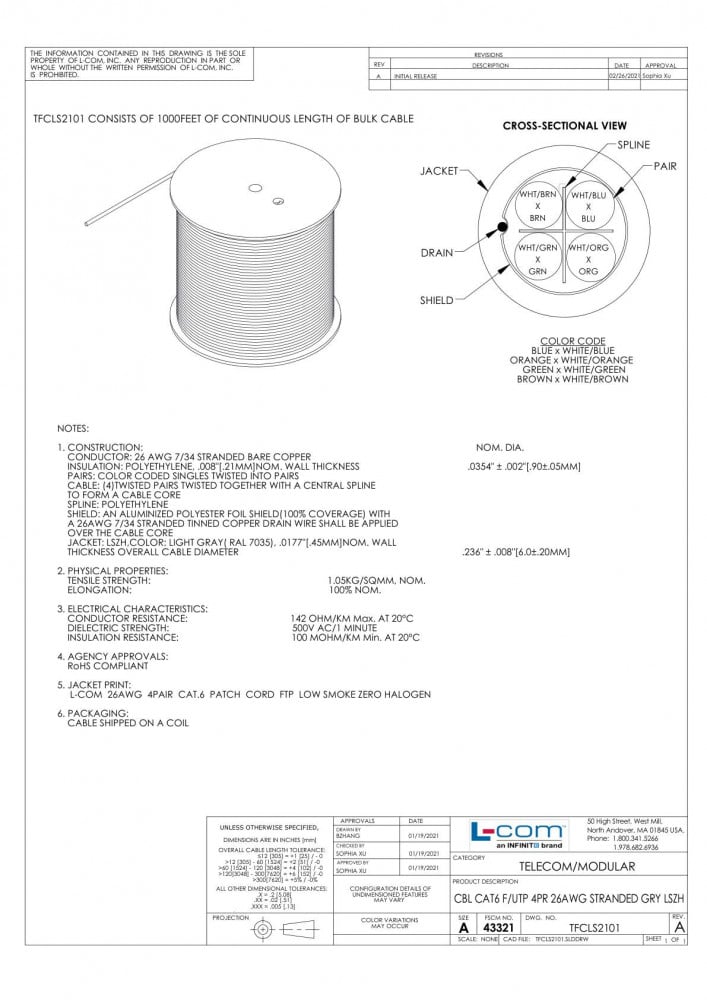 TFCLS2101 technical drawing