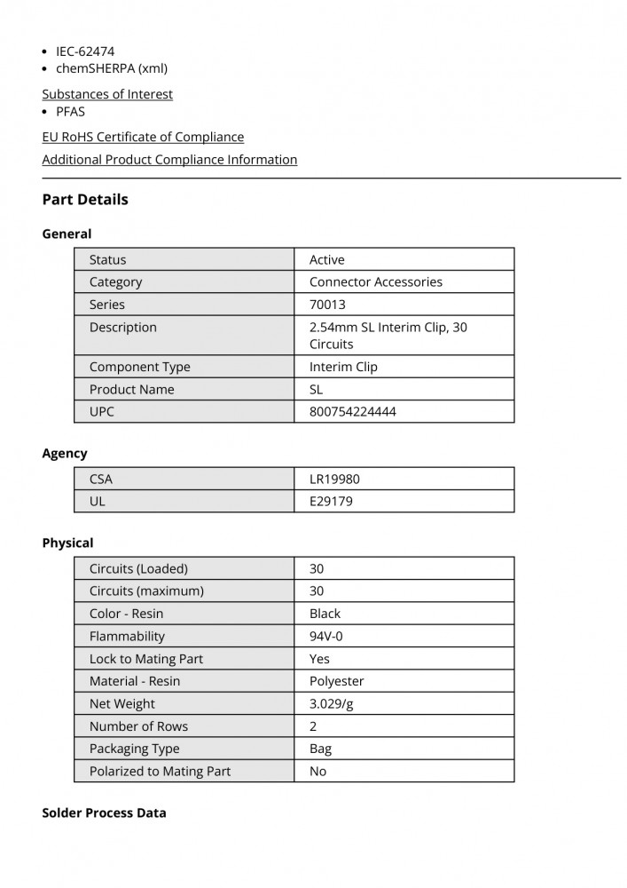 MOLEX SL product specification page 2