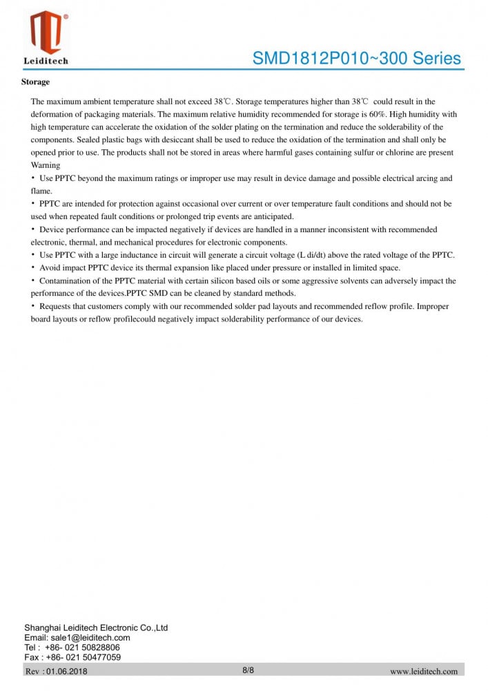 Leiditech SMD1812 PPTC datasheet page 8