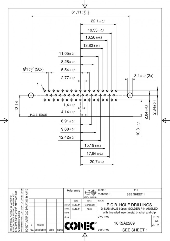 Conec 163A18339X PCB drilling drawing, sheet 2