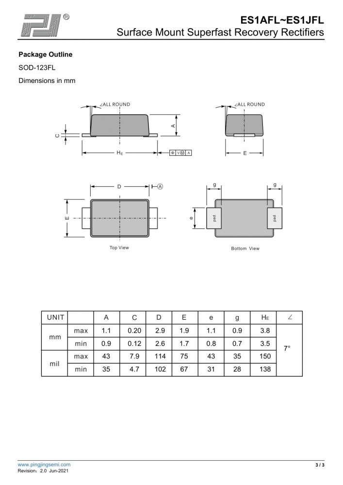 PJSEMI ES1DFL datasheet page 3