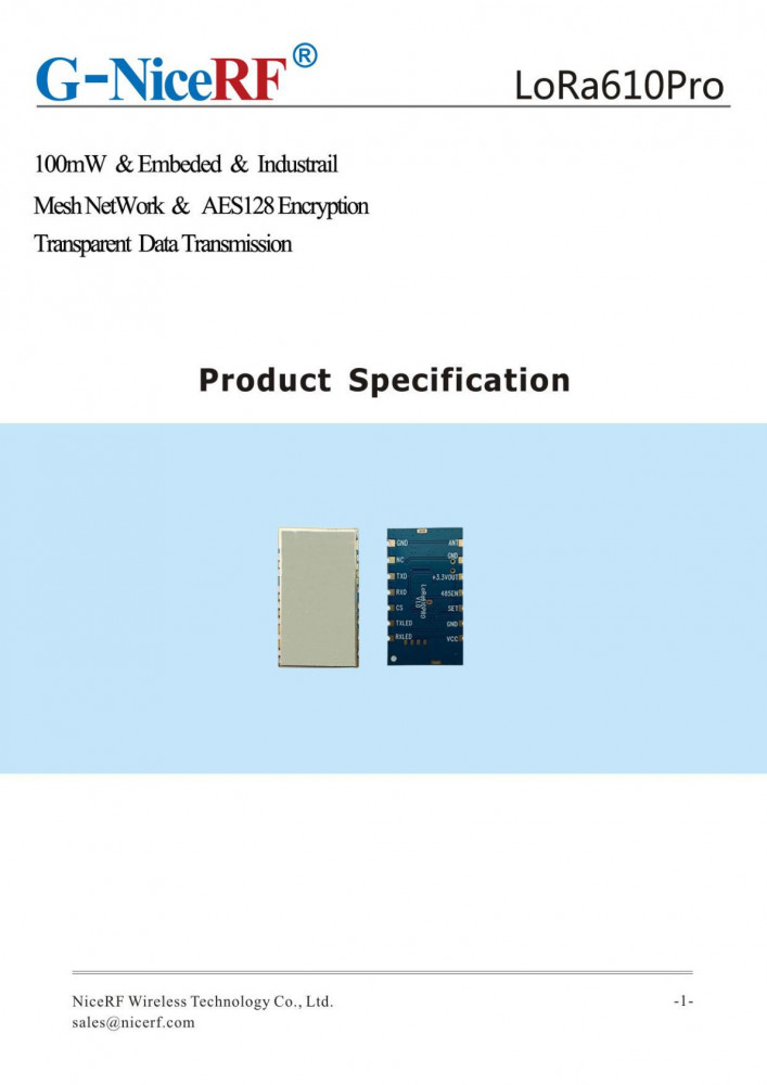 lora610PRO-868MHz datasheet page 1