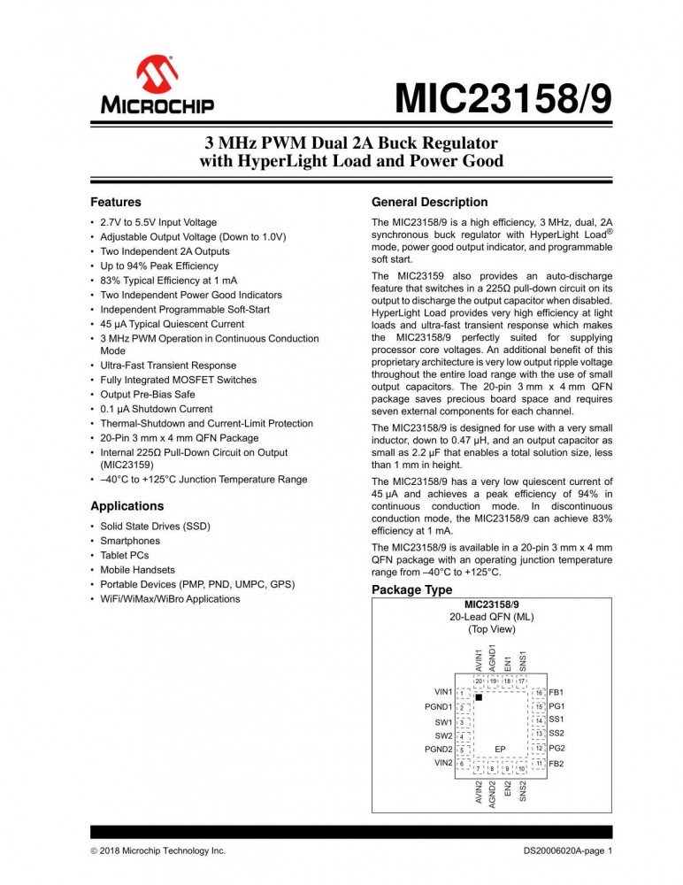 MIC23158 datasheet page 1