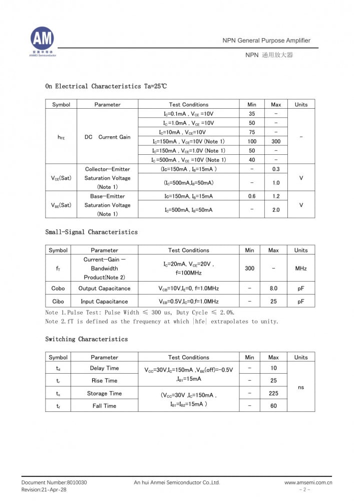 MMBT2222AM datasheet page 2